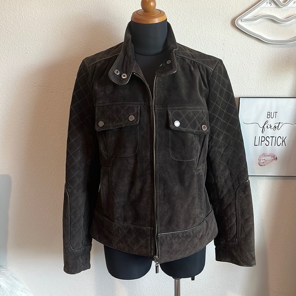 Bernardo | Jackets & Coats | Bernardo Real Suede Leather Jacket Brown ...